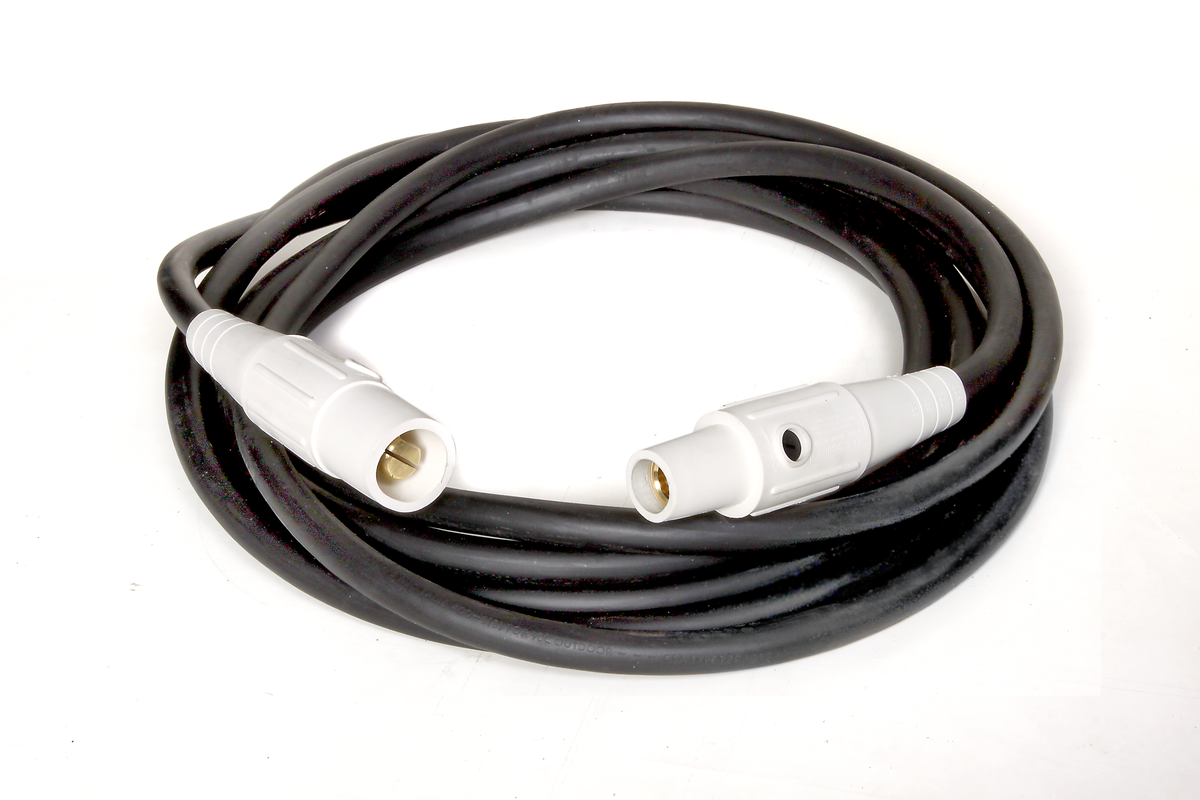 Stage & lighting 2/0 cable 600 volt 200 AMP 100 feet c/w white male ...